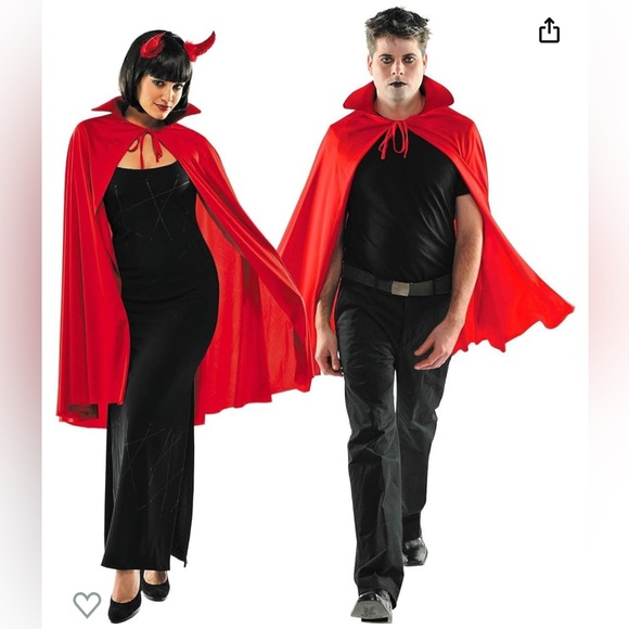 Accessories | Halloween Mid Length Collared Red Cape Horns Included ...